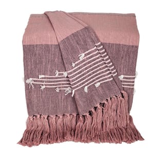Best Home Fashion Ruffle Border Pink Acrylic Throw THROW_WD17024-60 ...