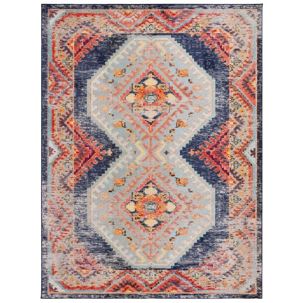 SAFAVIEH Monaco 8 ft. x 10 ft. Rust/Multi Distressed Geometric Area Rug ...