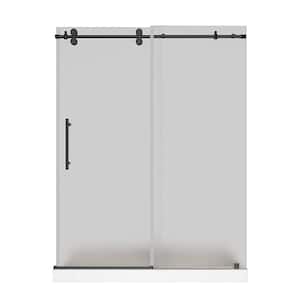 Aston Langham 60 in. x 75 in. Frameless Sliding Shower Door in Oil Rubbed Bronze and Frosted ...