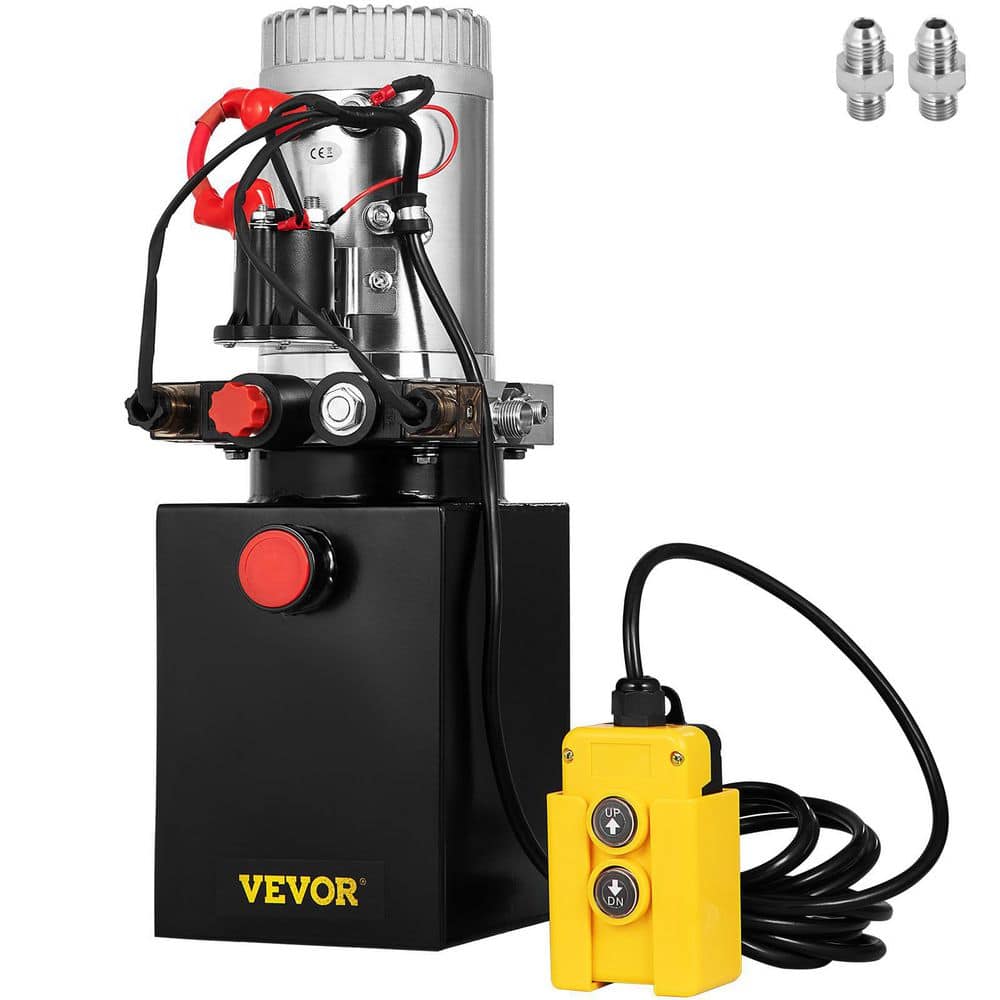 VEVOR 12-Volt DC 4 qt. Hydraulic Pump Hydraulic Power Unit Double ...