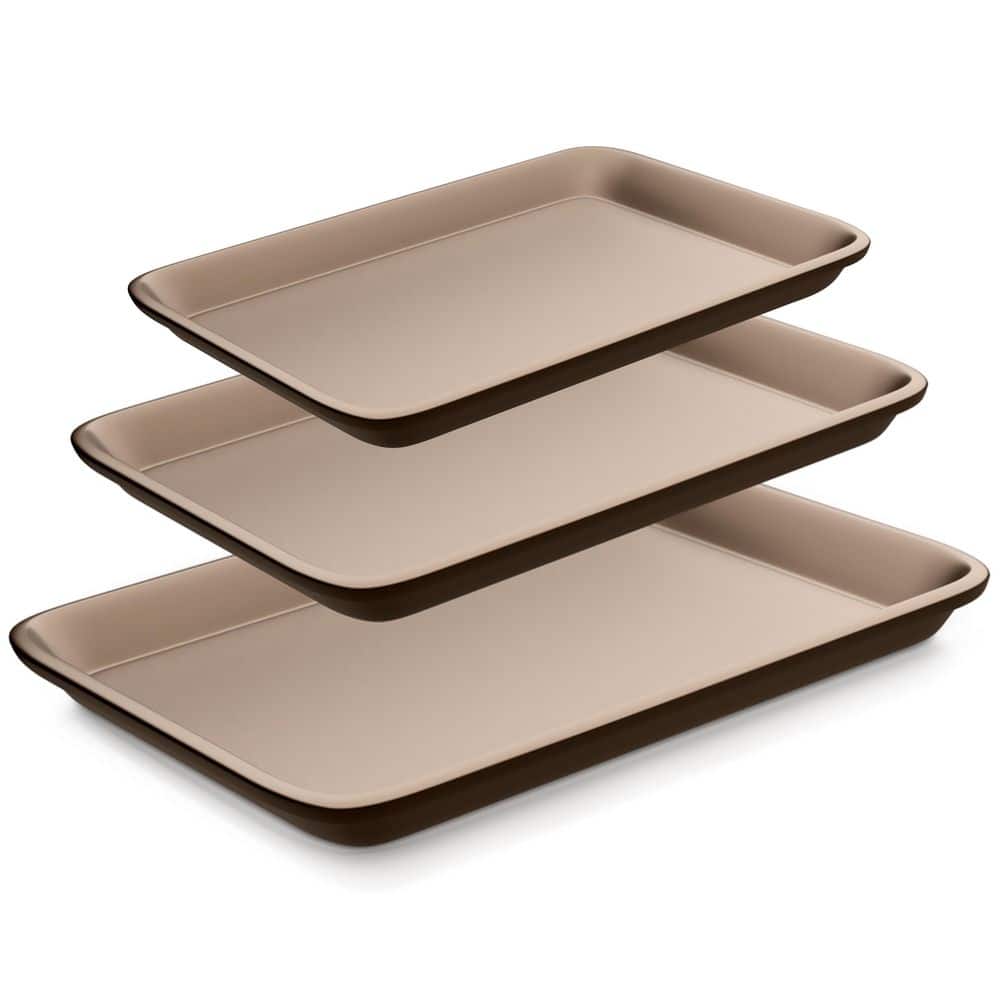 NutriChef 3-Piece Nonstick Baking Pans Set, Thick Carbon Steel Oven ...