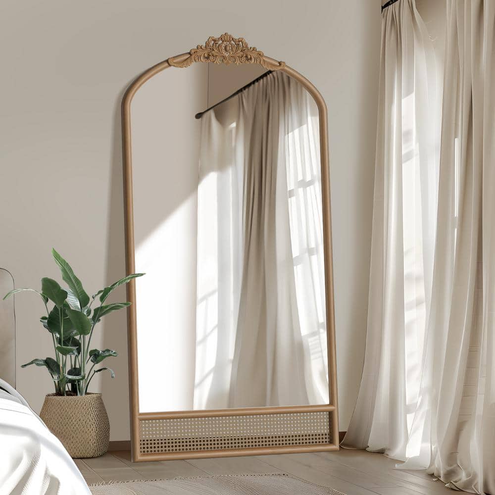 Dovelina 37 in. W x 71 in. H Wood Bottom Rattan Carved Arch Hanging ...