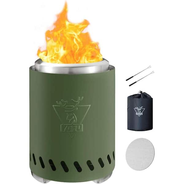 YEFU 9.7 in. H x 7.1 in. Green Tabletop Fire Pit for Outdoor and Patio ...