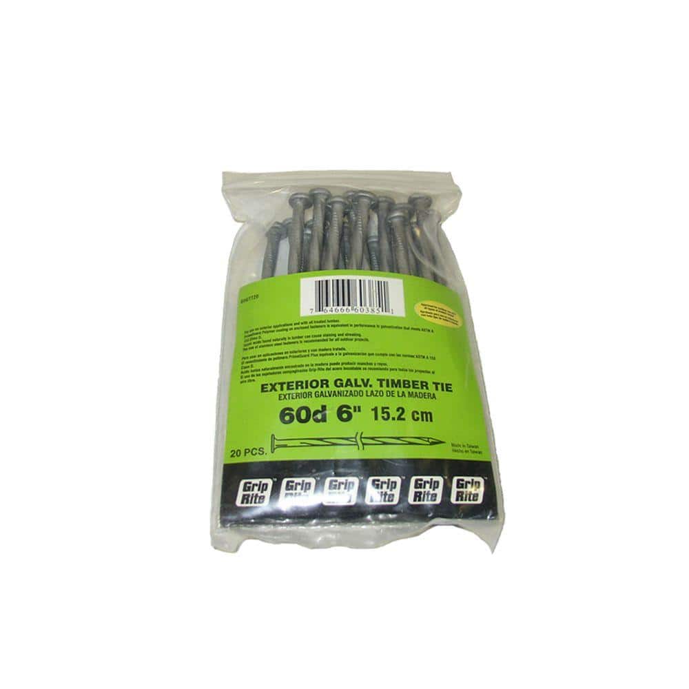 Grip-Rite 6 in. x 3-Gauge Exterior Galvanized Helix Shank Timber Tie ...