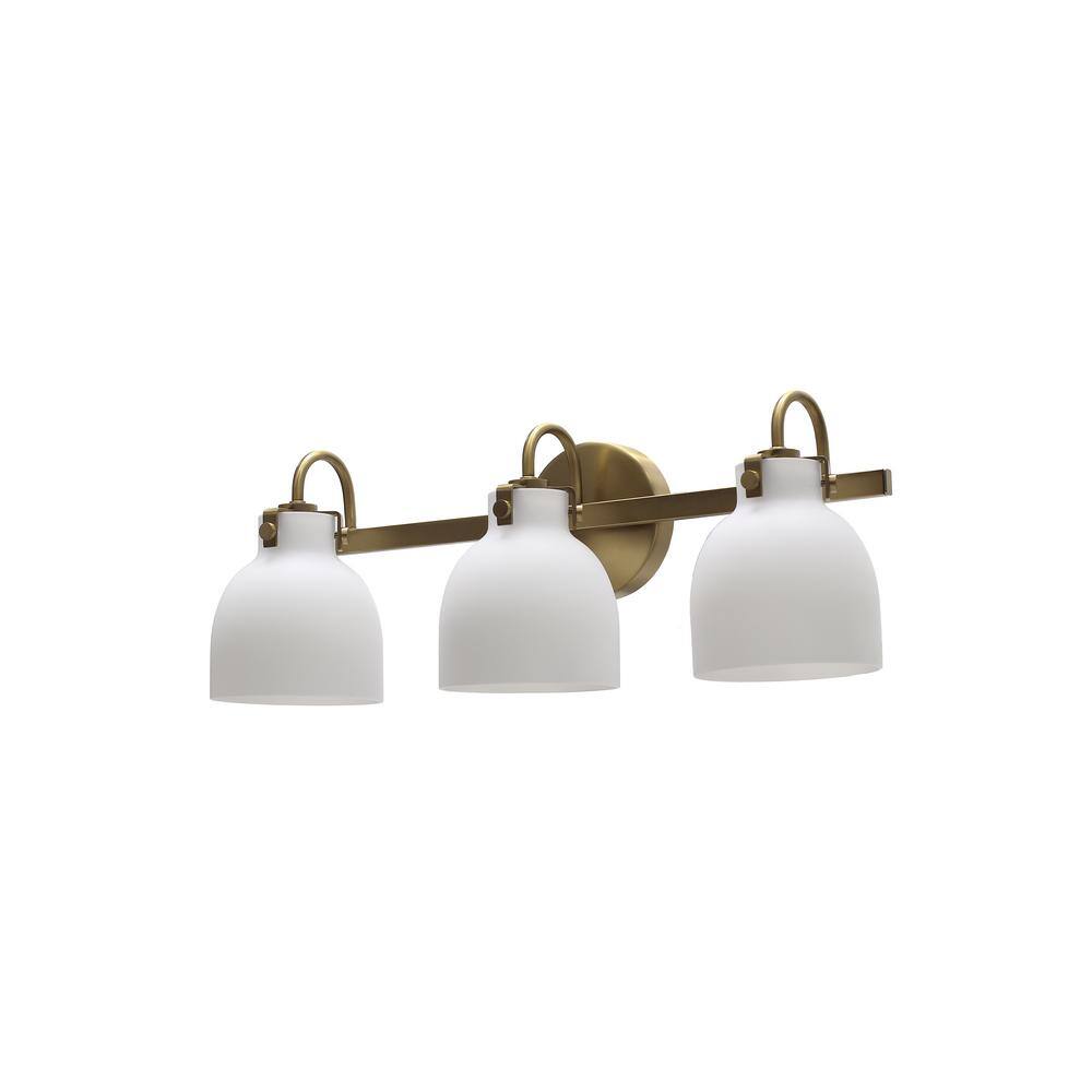 LumLight Foxhall 23 in. Plug & Play 3-Light Lacquered Brass Vanity ...