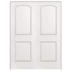 Masonite 48 in. x 80 in. Roman 2-Panel Round Top Primed White Hollow ...