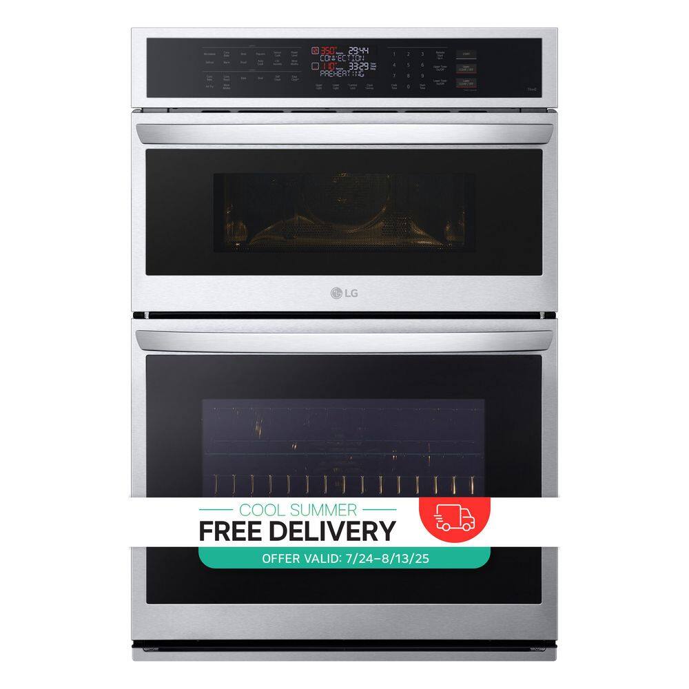 LG 6.4 cu. ft. Smart Combi Wall Oven with Fan Convection, Air Fry in PrintProof Stainless Steel ...