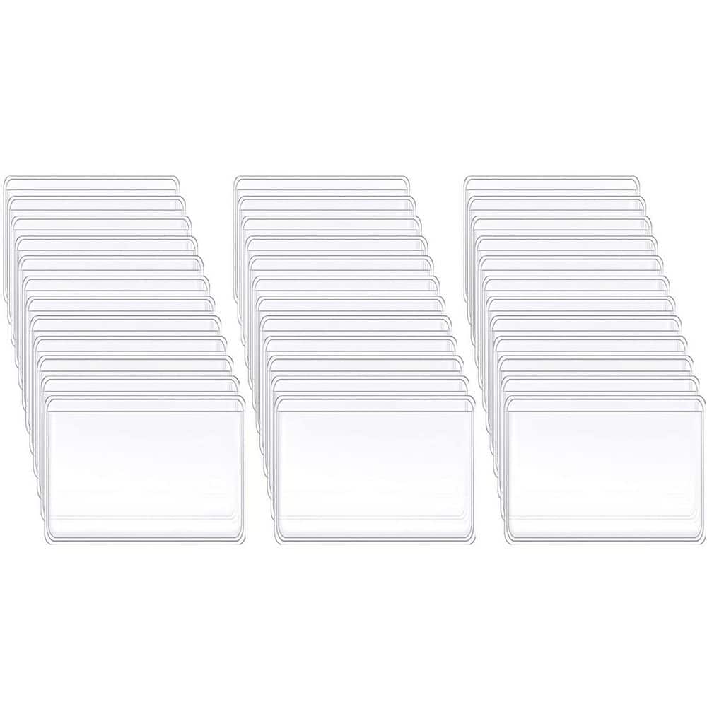 100 Pcs Adhesive Label Holders 2.4 x 1.6 in. Clear PVC Plastic Peel ...