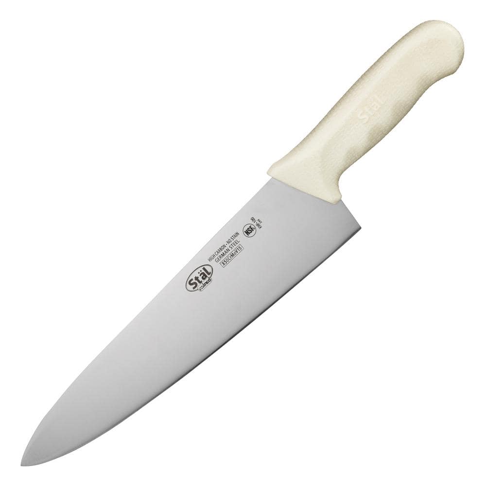 Winco 10 in. Steel Full Tang Chef’s Knife with White Handle KWP-100 ...