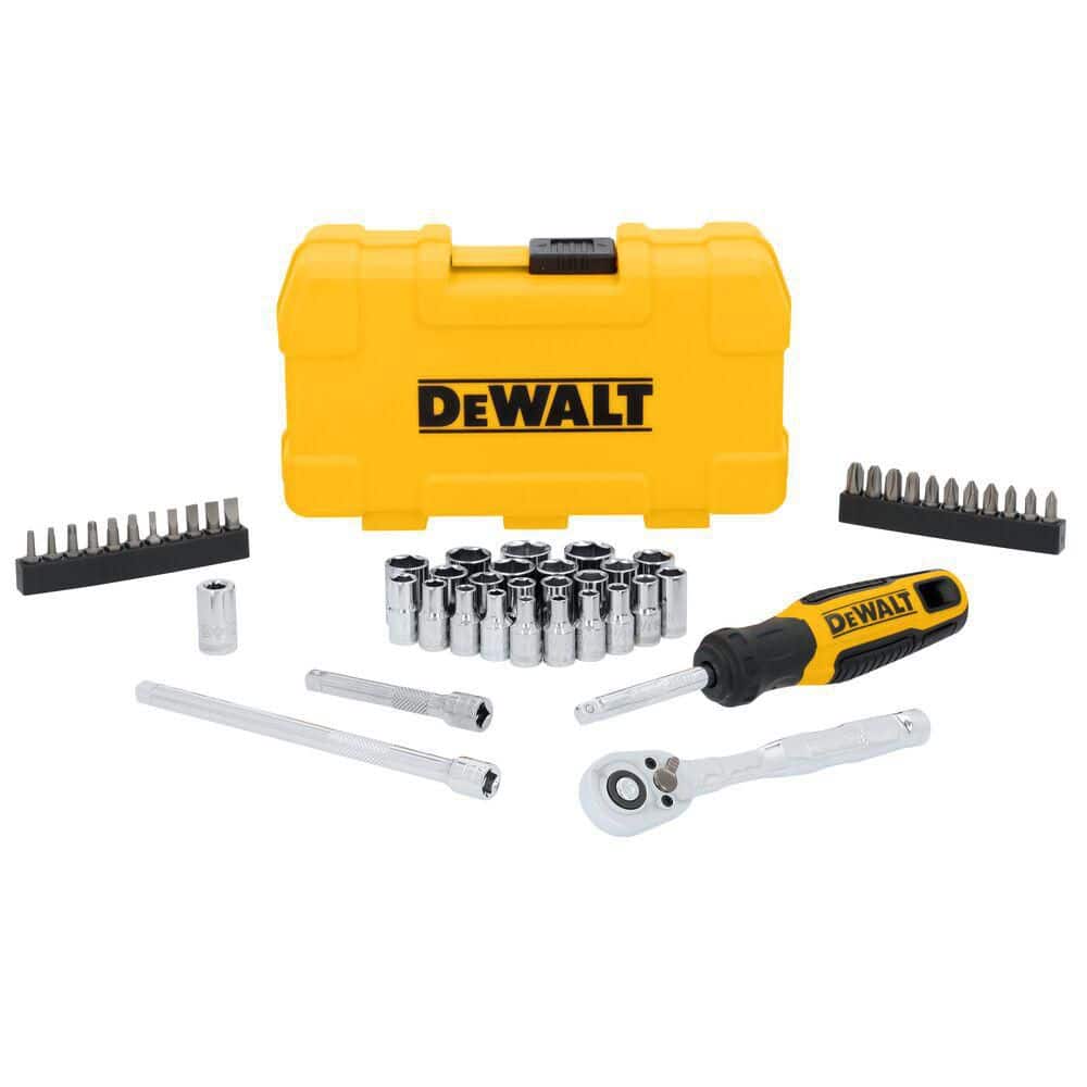 DEWALT 1/4 in. Drive SAE and Metric Mechanics Tool Set (50-Piece) with ...