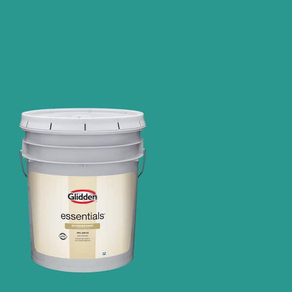 Glidden Essentials 5 gal. PPG1231-6 Azure Tide Satin Exterior Paint ...