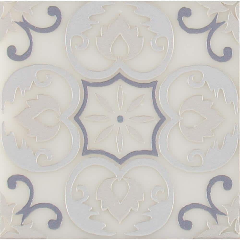 MSI Take Home Tile Sample - Tetris Florita Blanco 4 in. x 4 in ...