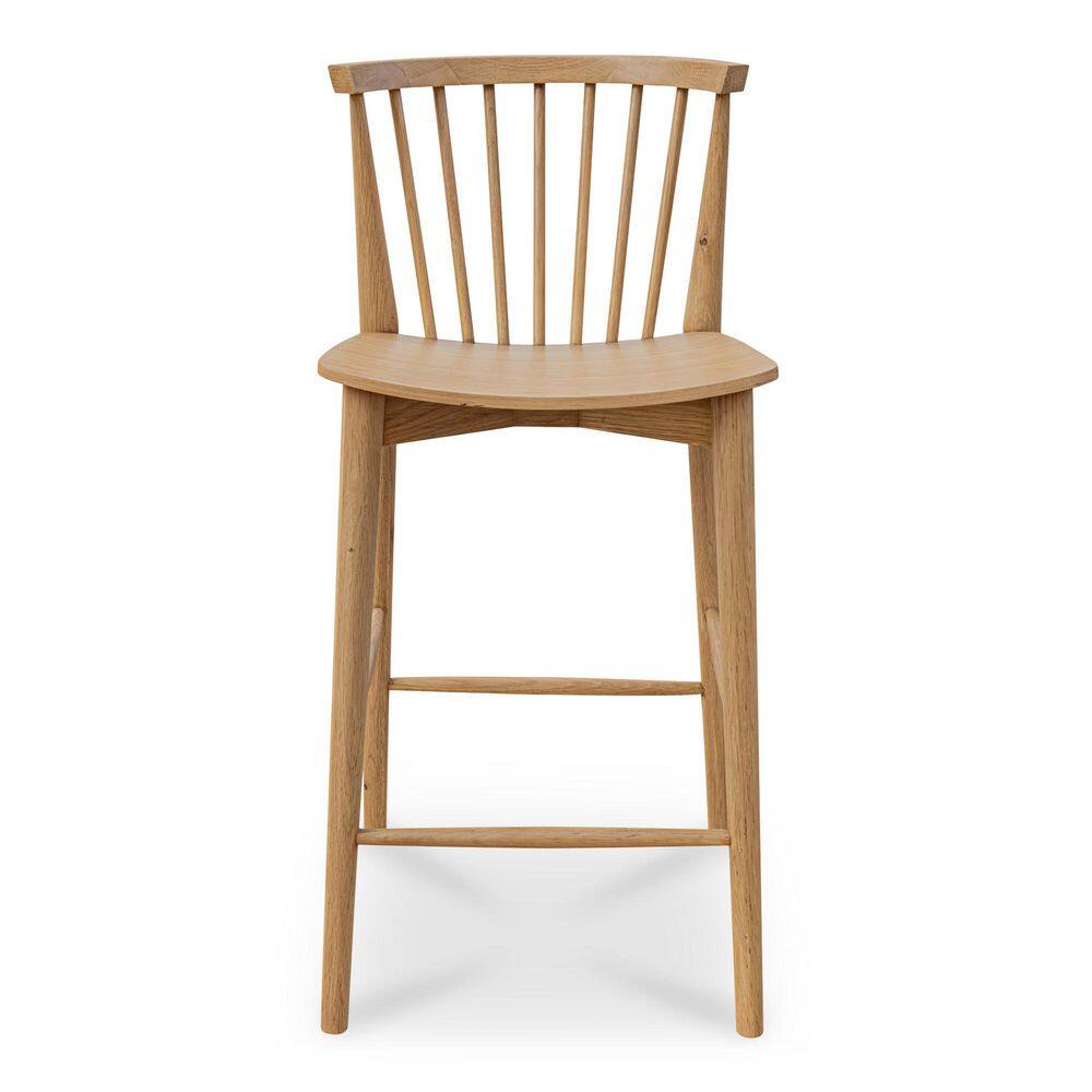 NADAAL STUDIOS Briar 37 in. H Oak Brown Low Back Solid Oak Wood Bar ...