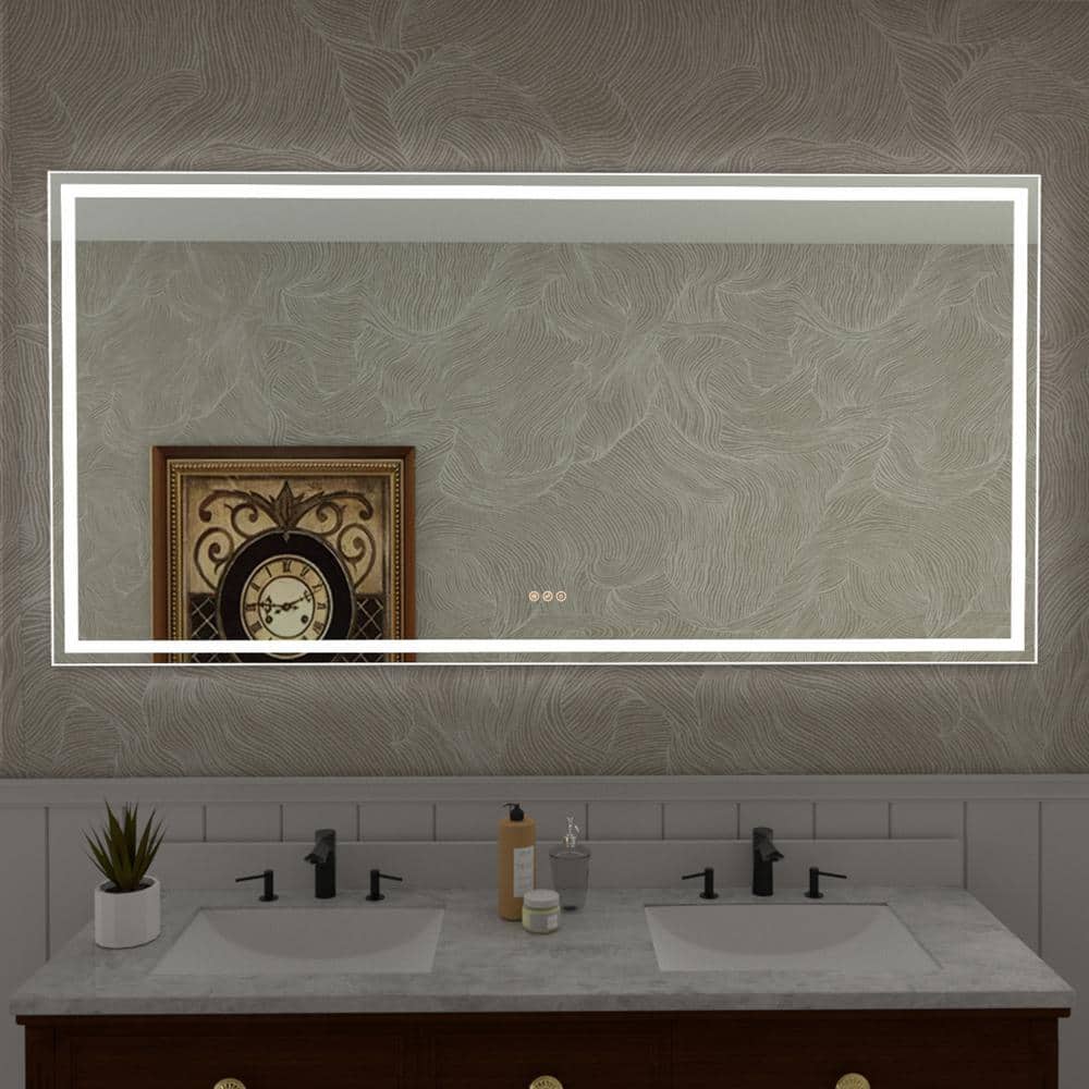 Hermitage Bath Spring 72 in. W x 36 in. H Rectangular Frameless LED ...