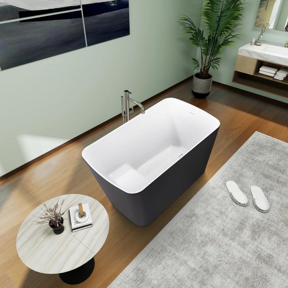 FORCLOVER 47 in. x 27 in. Acrylic Freestanding Flat Bottom Soaking ...