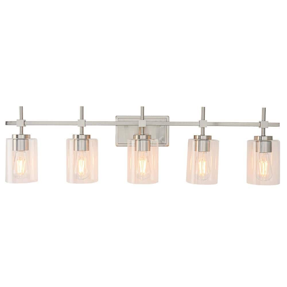 LAZYTIME HOME DECOR INC 37.5 in. 5 Light Brushed Nickel Plating Vanity ...