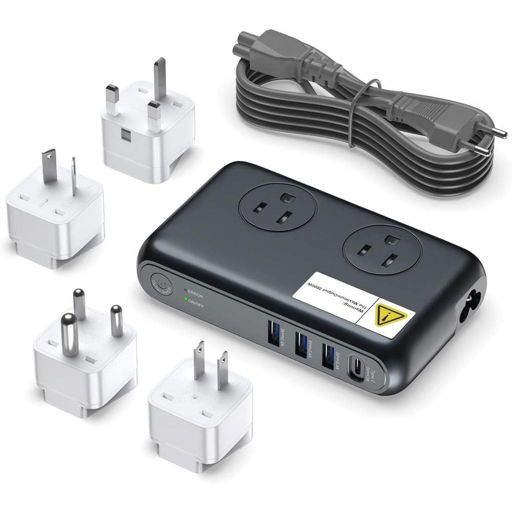 Lukyamzn Universal Travel Adapter Surge Protector 220V to 110V Voltage ...