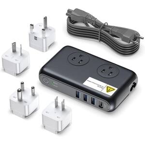 Lukyamzn Travel Adapter Voltage Converter 220-Volt to 110-Volt with 2 ...