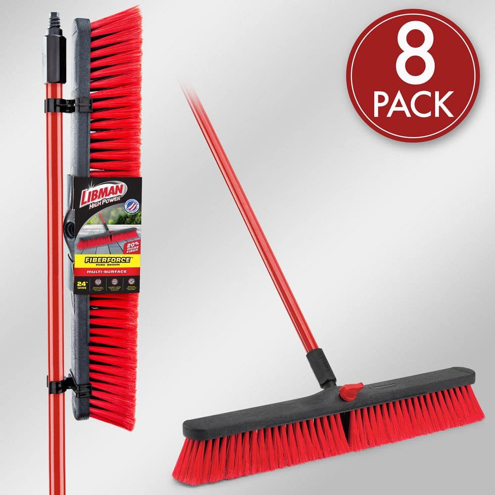 Libman 24 in. High Power Multi-Surface Push Broom with 60 in. Steel ...