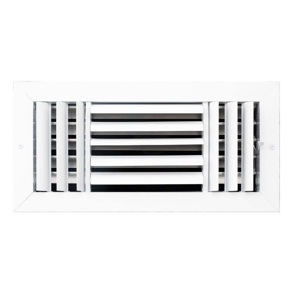 ACLAMINAIRE 14 in. x 6 in. 3-Way Aluminum Ceiling Diffuser in White L ...