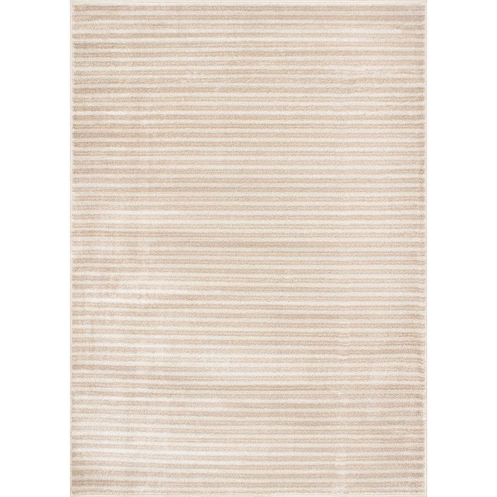 World Rug Gallery Beige 5 ft. x 7 ft. Contemporary Striped Area Rug ...