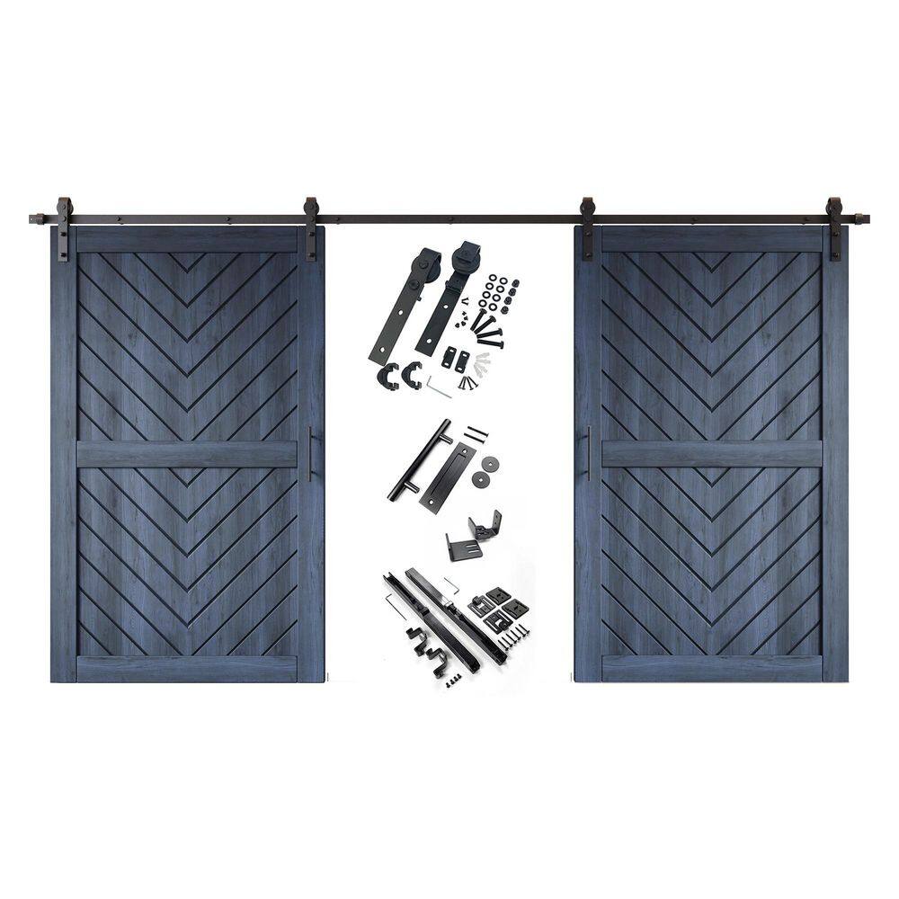 HOMACER JT3 50 in. x 80 in. C-Panel Navy Fishbone Design Double Pine ...