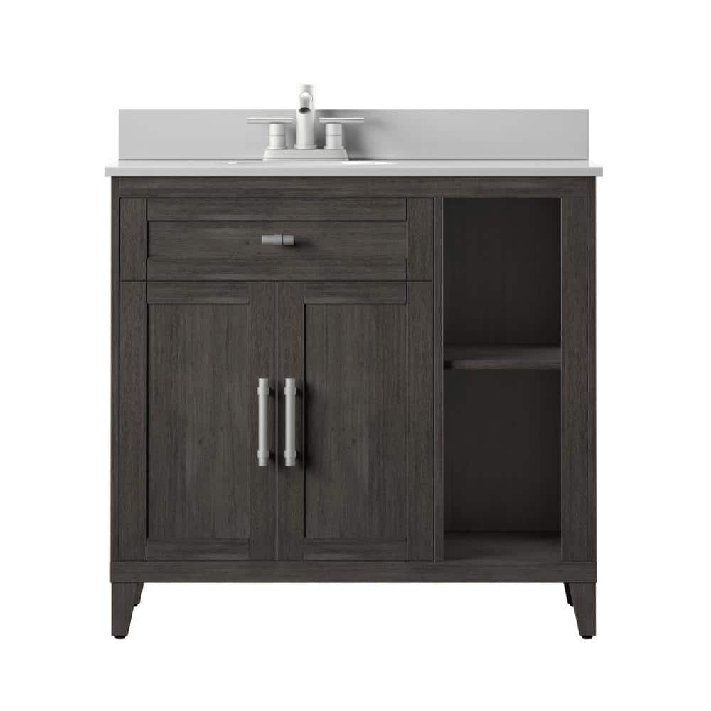 Twin Star Home 36 in. W x 20 in. D Bath Vanity in Weathered Gray with ...