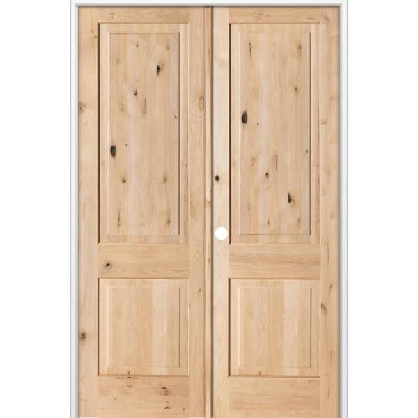 Krosswood Doors 64 in. x 96 in. Rustic Knotty Alder 2-Panel Right ...