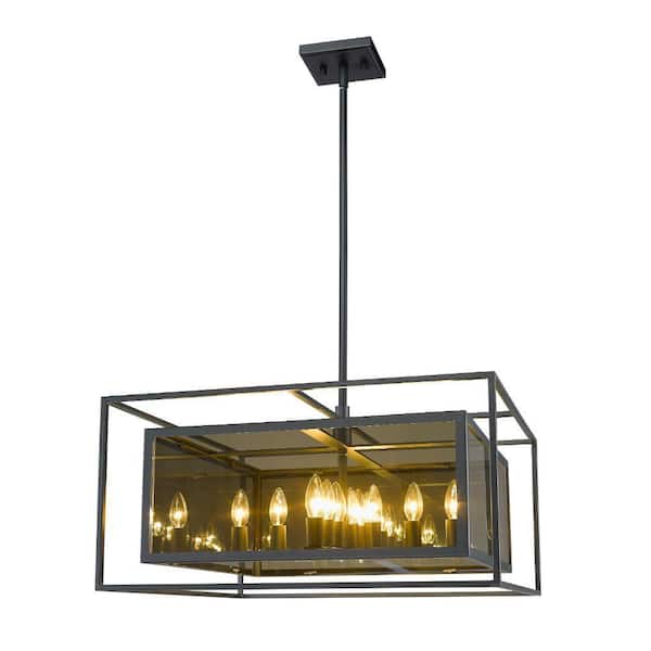 12-Light Misty Charcoal Pendant with Smoke Mirror Glass Shade 802P24-MC ...