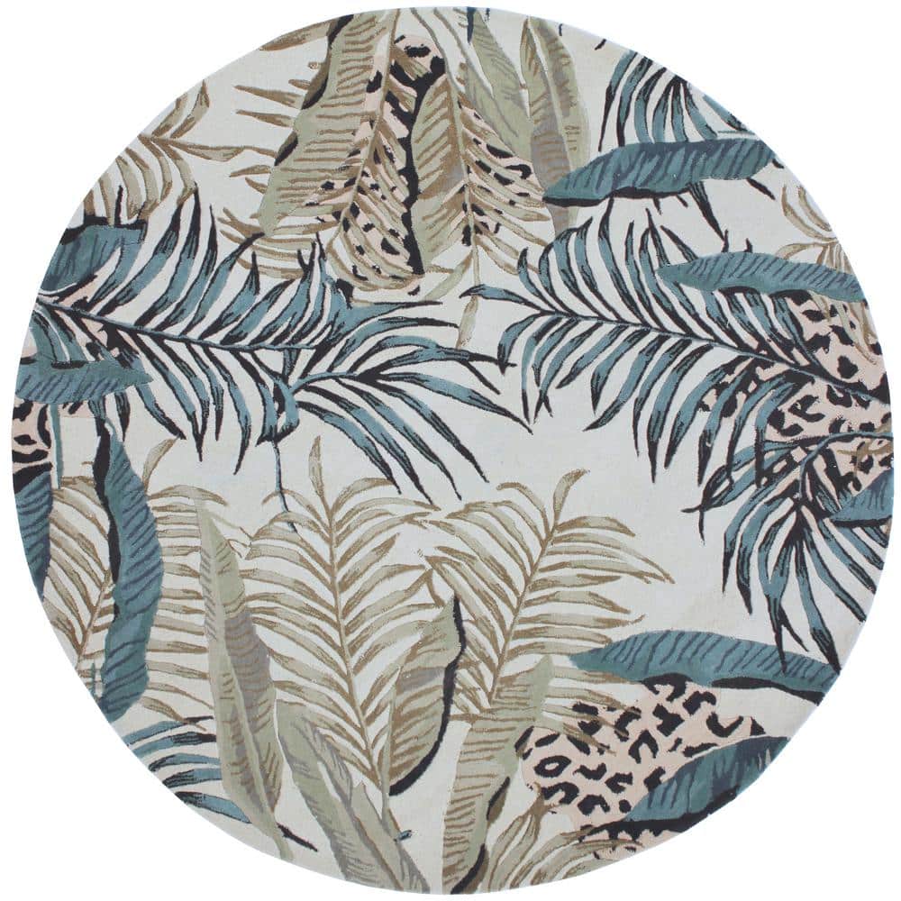 MILLERTON HOME Reva Ivory 5 ft. x 8 ft. Botanical Hand-Tufted Wool Area ...