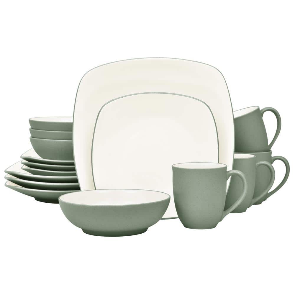Noritake Colorwave Green 16-Piece Square (Medium Green) Stoneware ...
