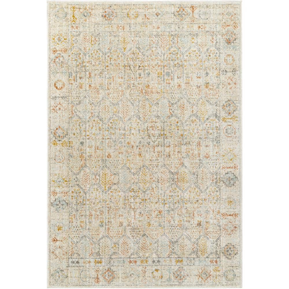 Livabliss Bitlis Butter/Gray 7 ft. x 9 ft. Border Indoor Area Rug ...