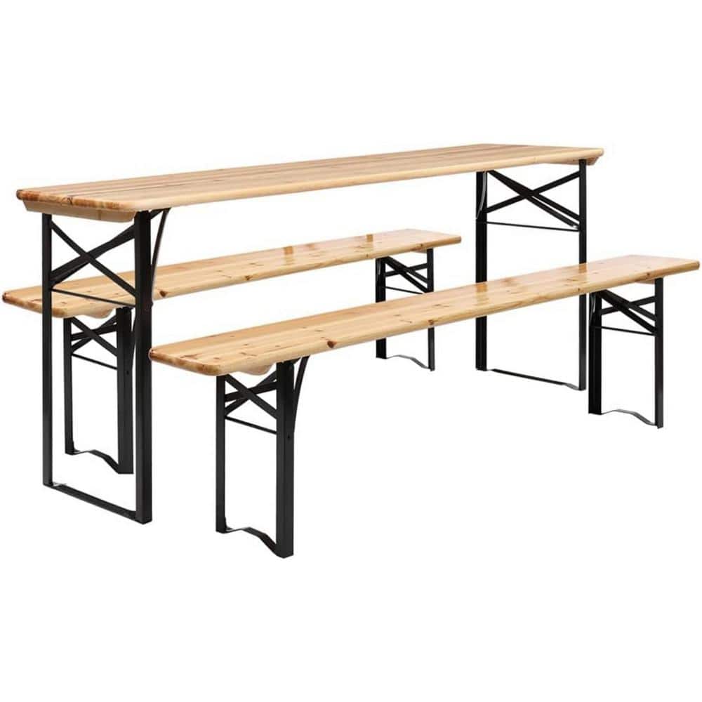 AOPSPS 3-Pieces Outdoor Folding Picnic Table Bench Set, Portable Patio ...