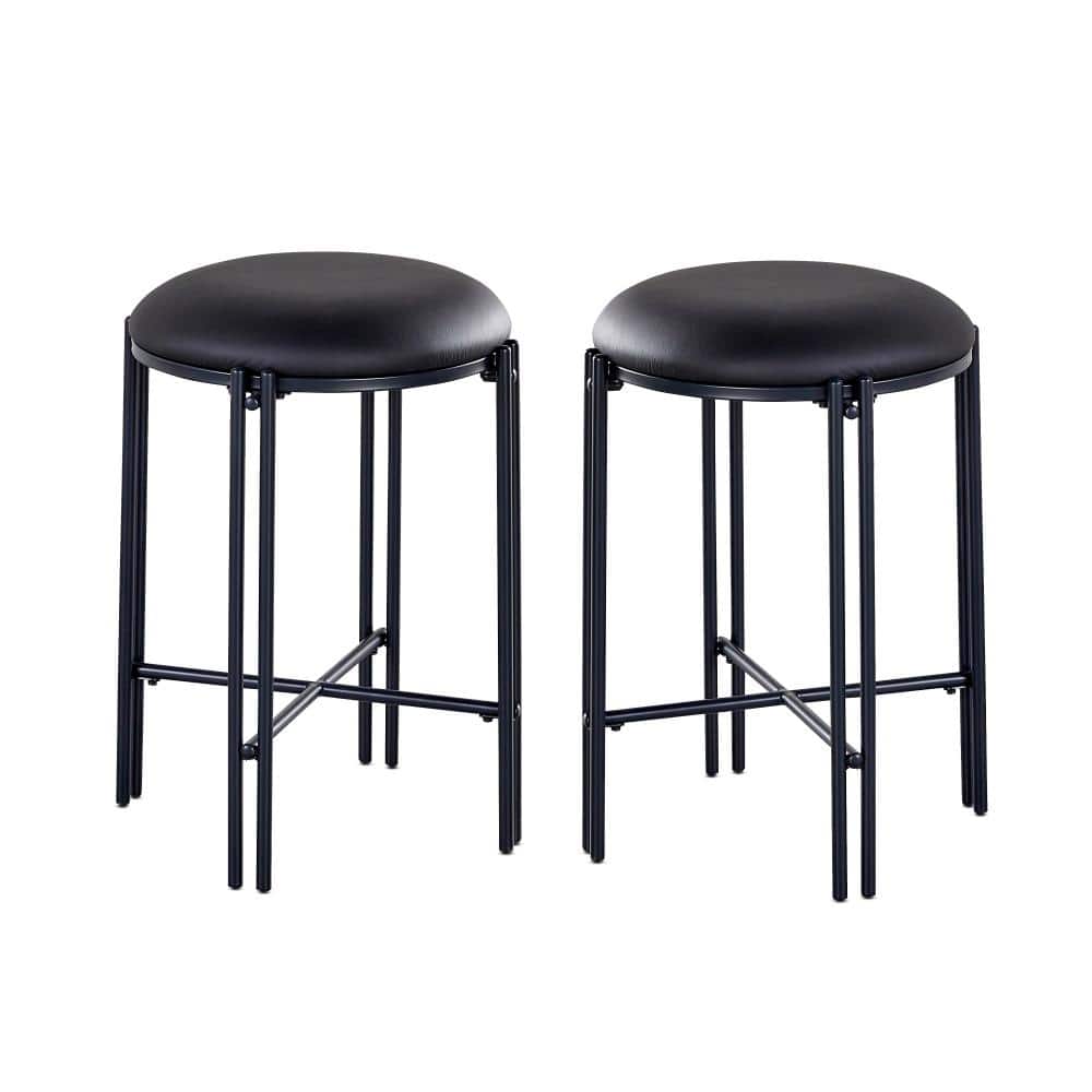 Steve Silver Morgan Black Backless Round Counter Stool (Set of 2 ...