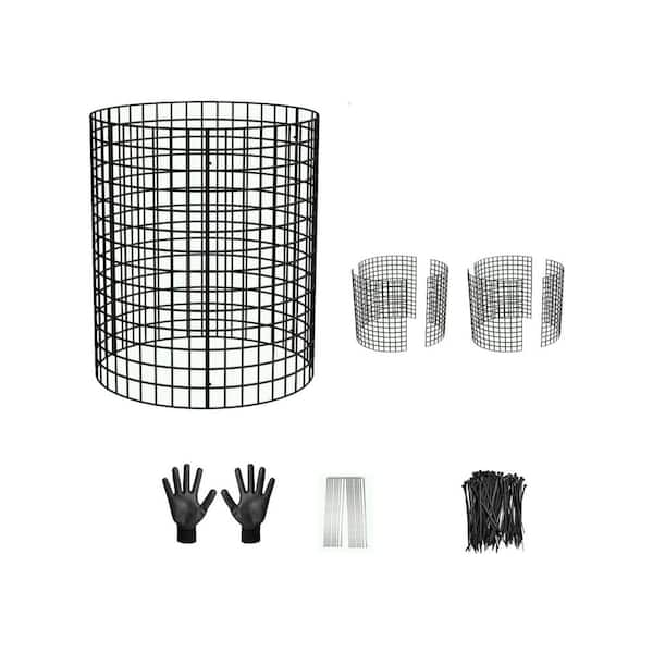 Justincity 14 in. Black Vinyl Coated Metal Plant Cage Protector Animal ...