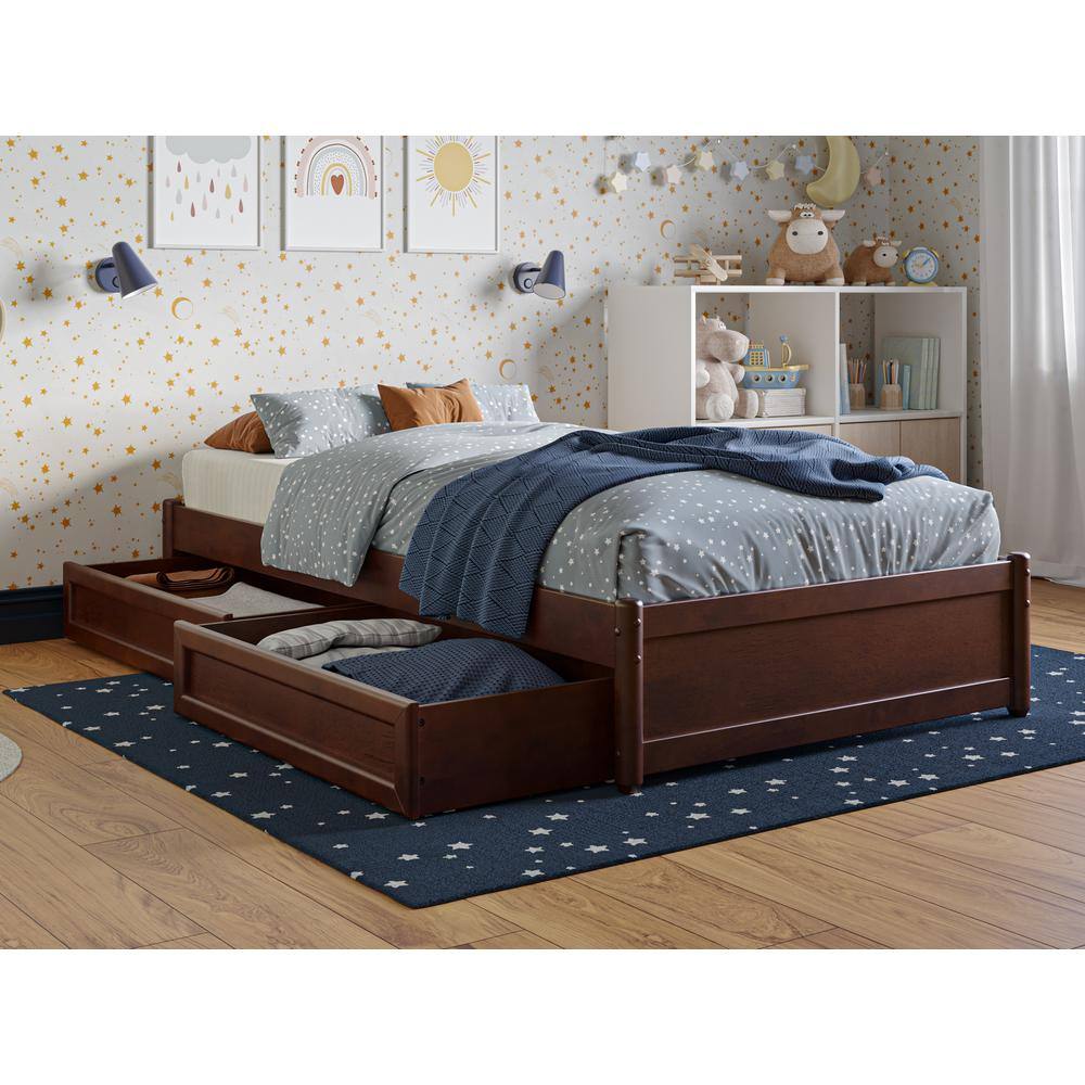 AFI Barcelona Walnut Brown Solid Wood Frame Twin Panel Platform Bed ...