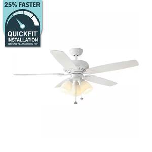 Hampton Bay Devron 52 in. LED Indoor Matte White Ceiling Fan with Light ...