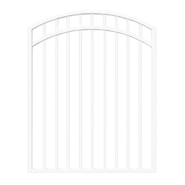 Glossy White Arched Coral Steel Gate (45 in. W x 56 in. H) with Self ...