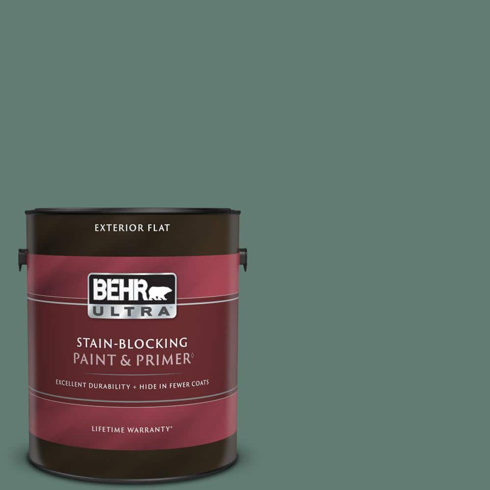 BEHR ULTRA 1 gal. #S430-6 Forest Edge Flat Exterior Paint & Primer ...