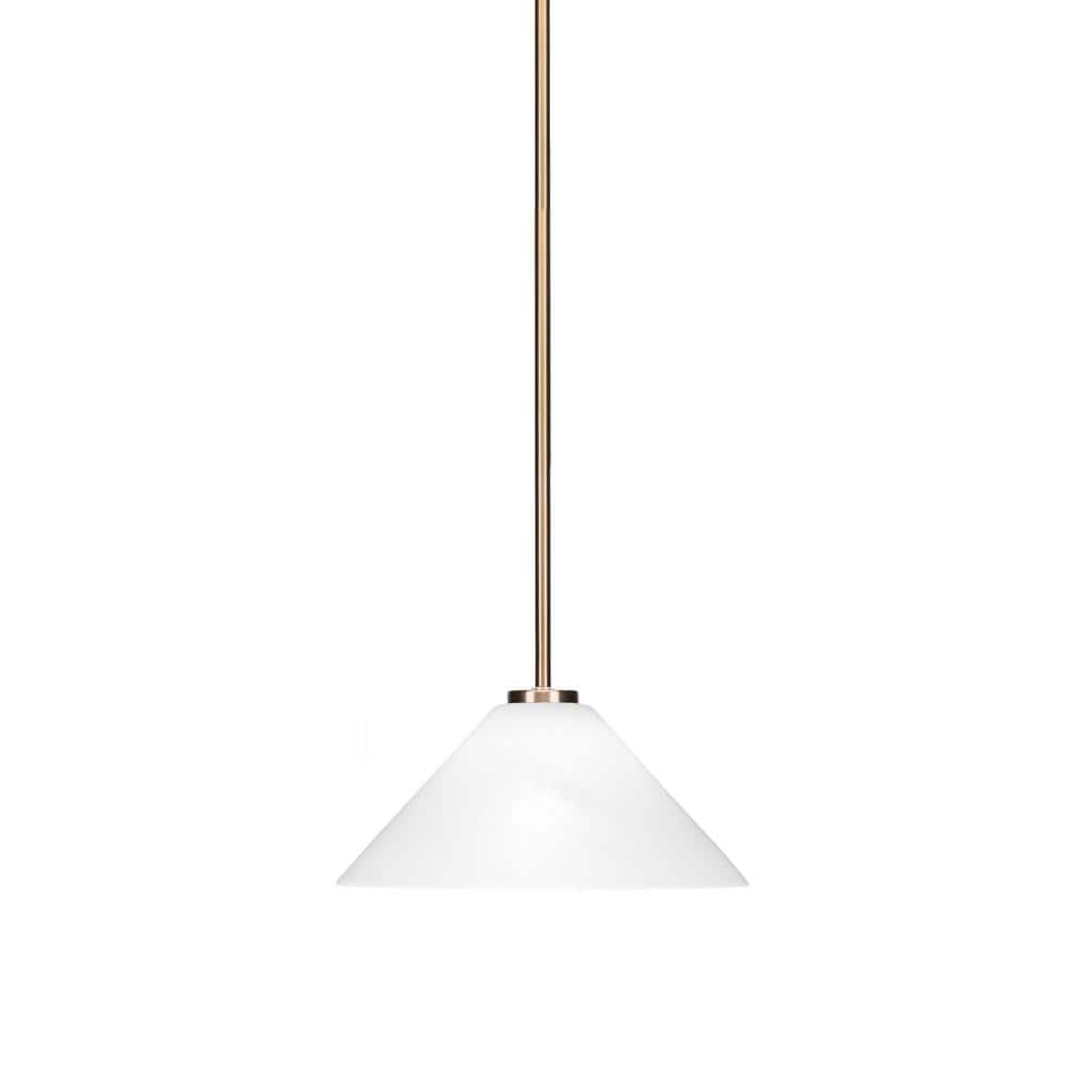 Cottonwood 100-Watt 1-Light Brass Shaded Pendant Light Mini Pendant ...