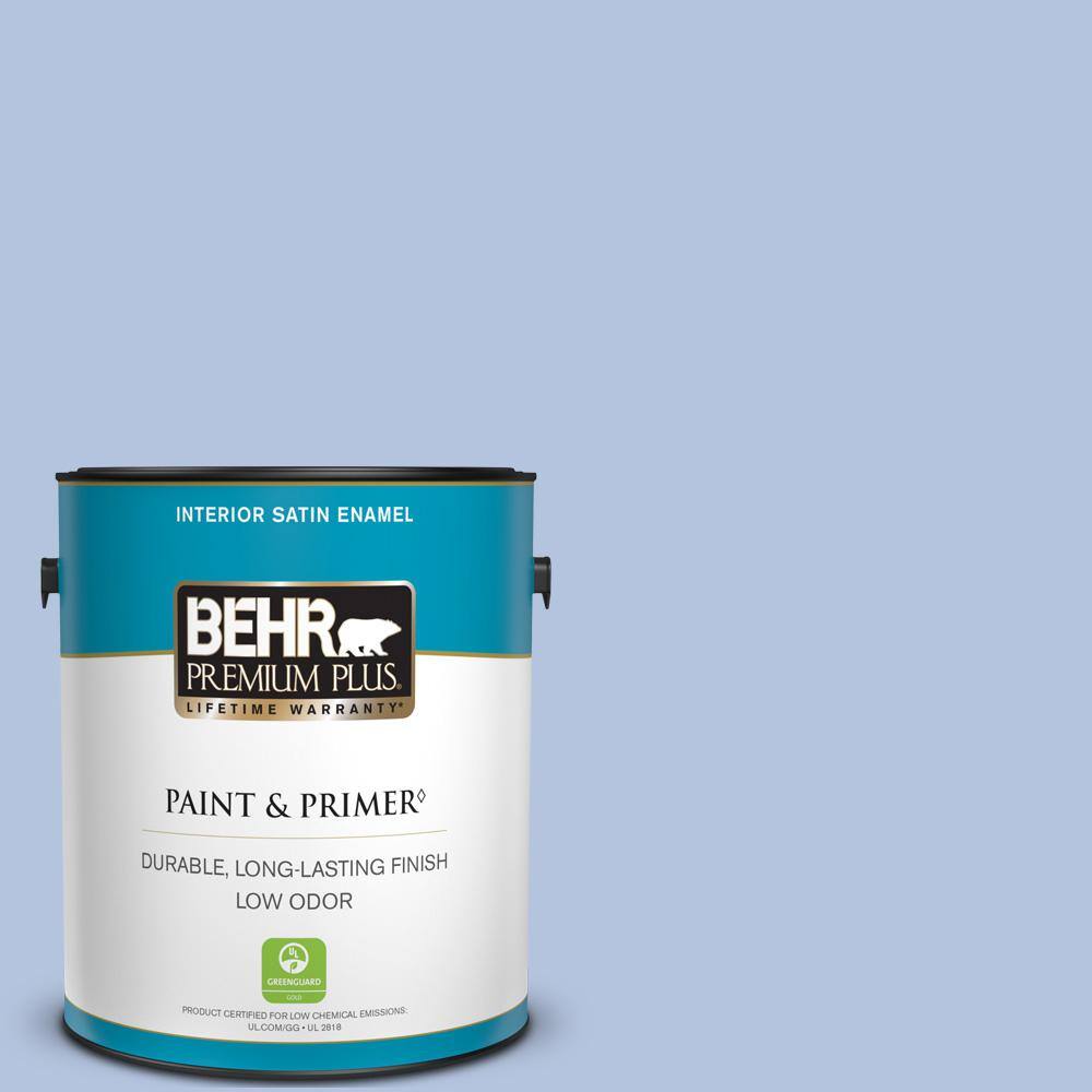 BEHR PREMIUM PLUS 1 gal. #600C-3 Periwinkle Bud Satin Enamel Low Odor ...
