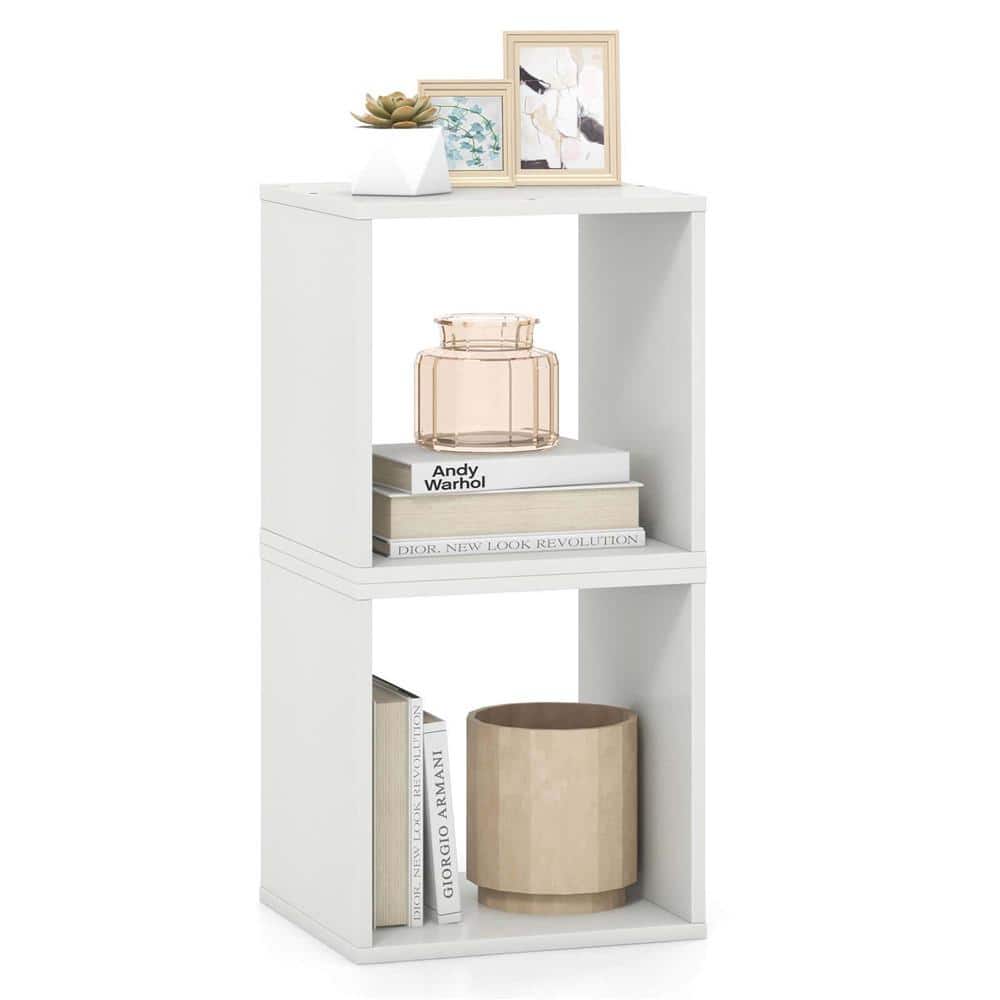 Costway 2-Pieces White 30.5 in. Accent Cabinet Stacking Cubes HCST00263 ...