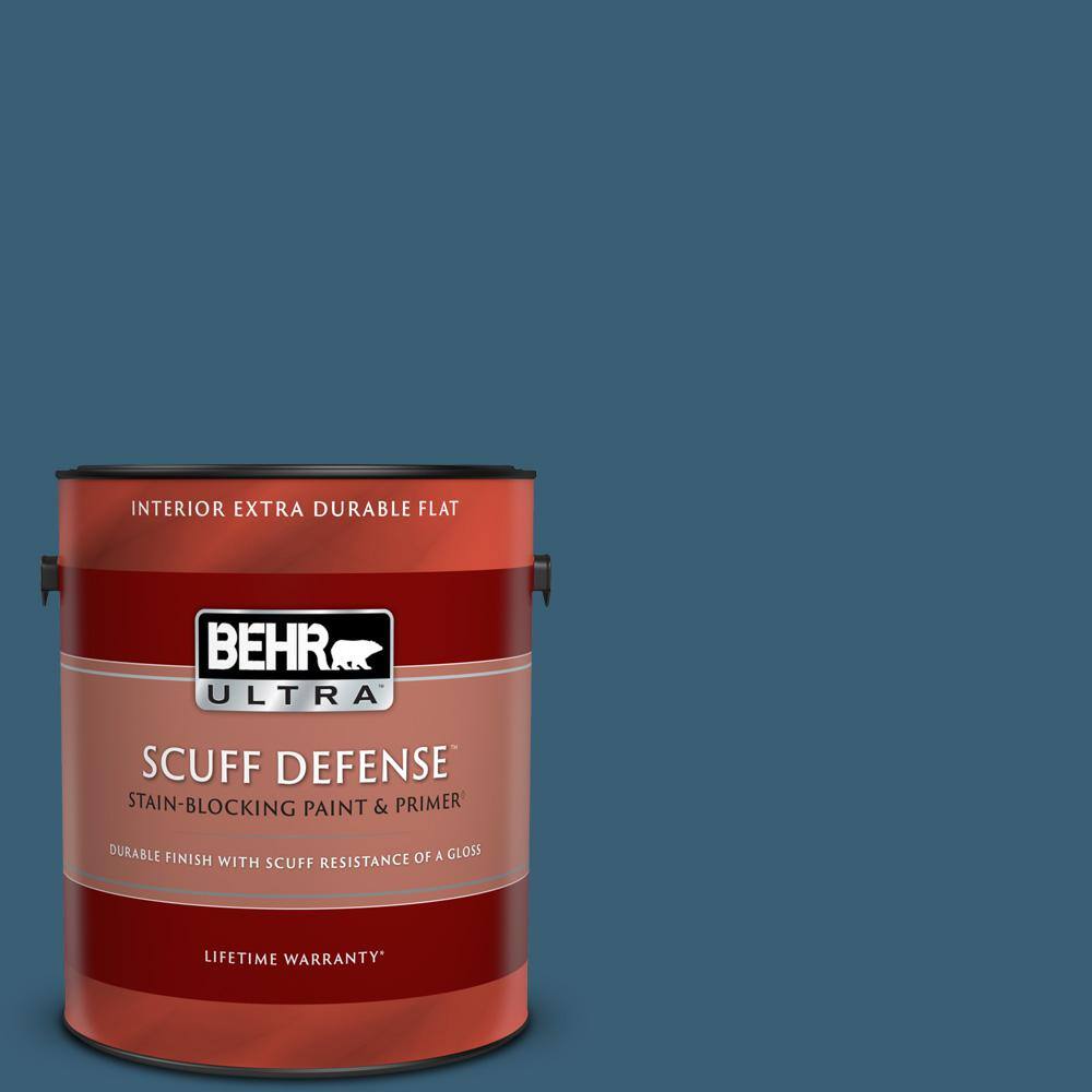 BEHR ULTRA 1 gal. #S490-7 Superior Blue Extra Durable Flat Interior ...