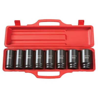 TEKTON 1 in. Drive 1-2 in. 6-Point Deep Impact Socket Set (9-Piece) 4892