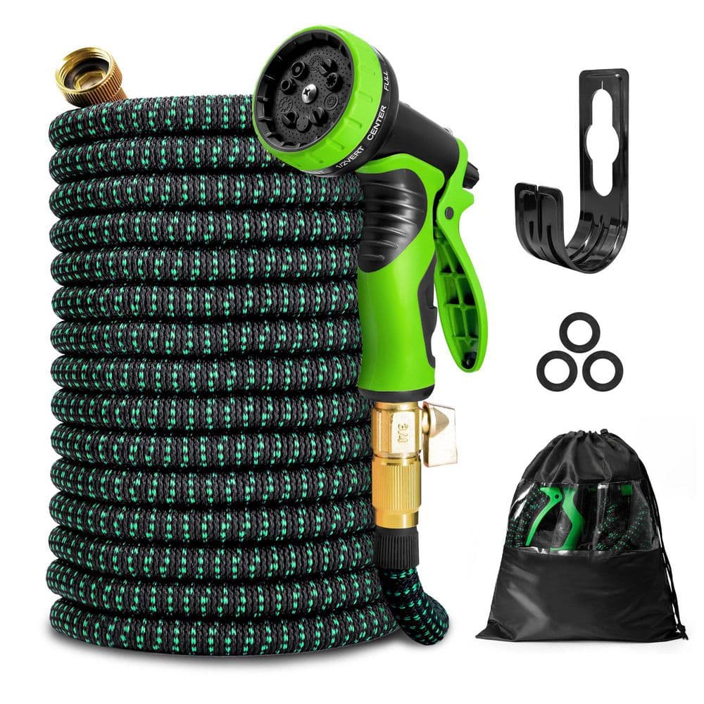 KOTTO 3/4 in. x 150 ft. Lightweight No-Kink Flexible, 10 Spray Nozzles ...