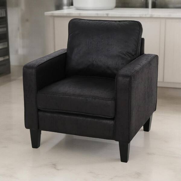 Benjara Siena Black and Brown Fabric Accent Chair with Box Edges ...