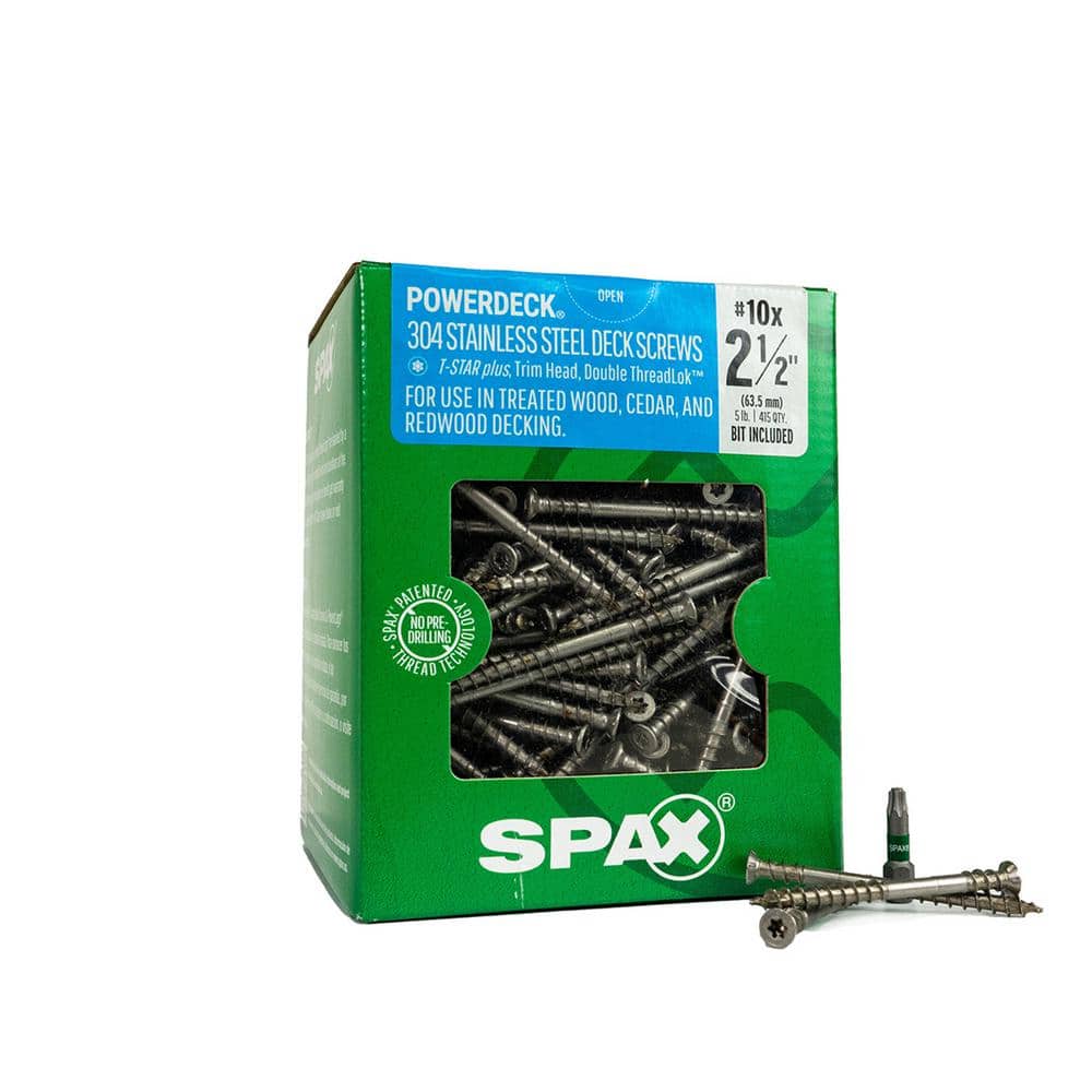 SPAX #10 x2-1/2 in. Exterior Trim Head Stainless Steel Wood Deck Screws ...