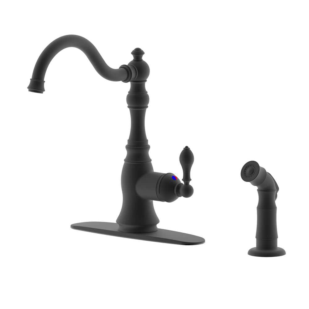 UPIKER Clastic Single Handle Standard Kitchen Faucet with Side Spray in ...