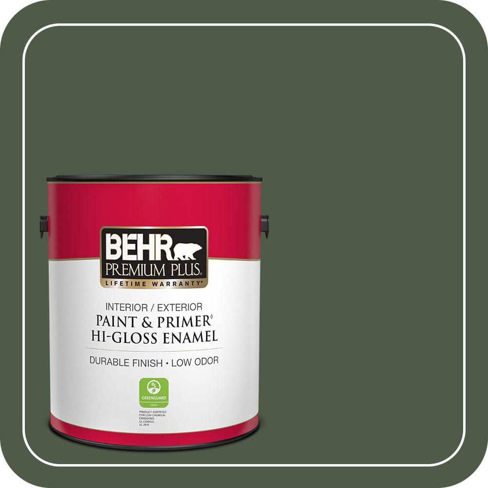 BEHR PREMIUM PLUS 1 gal. #440F-7 Fresh Pine Hi-Gloss Enamel Interior ...