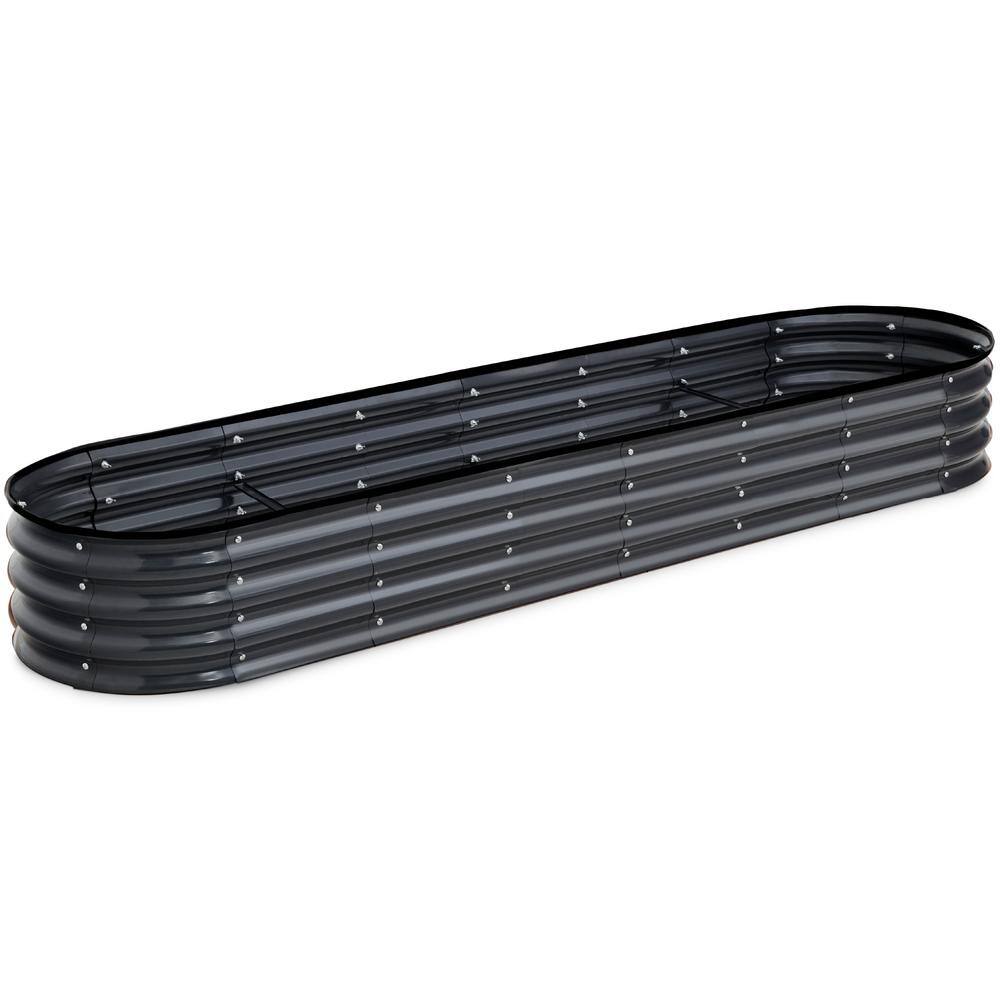 Best Choice Products 8 ft. x 2 ft. x 1 ft. Oval Steel Raised Garden Bed ...
